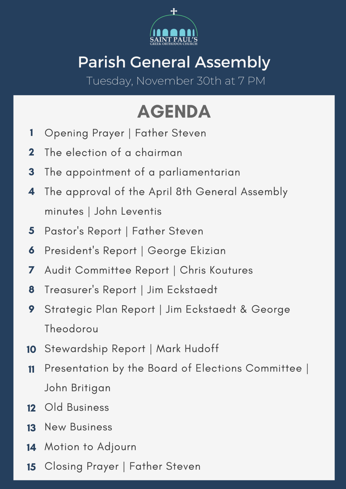 General Assembly – Saint Paul’s Greek Orthodox Church